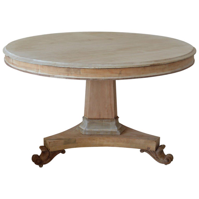 Large Antique Round Pine and Bleached Mahogany Table, English, circa ...