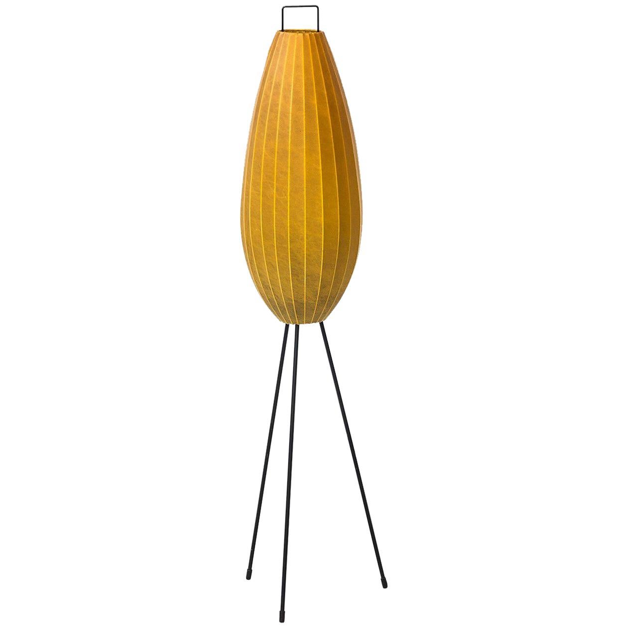 Mid-Century Modern Cocoon Floor Lamp in Sprayed Plastic and Tripod Base ...
