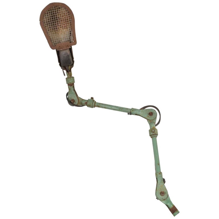 1940s Industrial Iron Task Reading Wall Lamp Patinated Steel Style ...