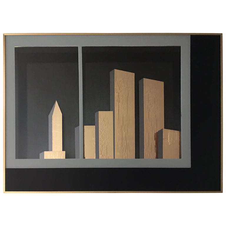 NYC Cityscape Cubist Gold and Black Mirror Wall Art by Jon Gilmore ...