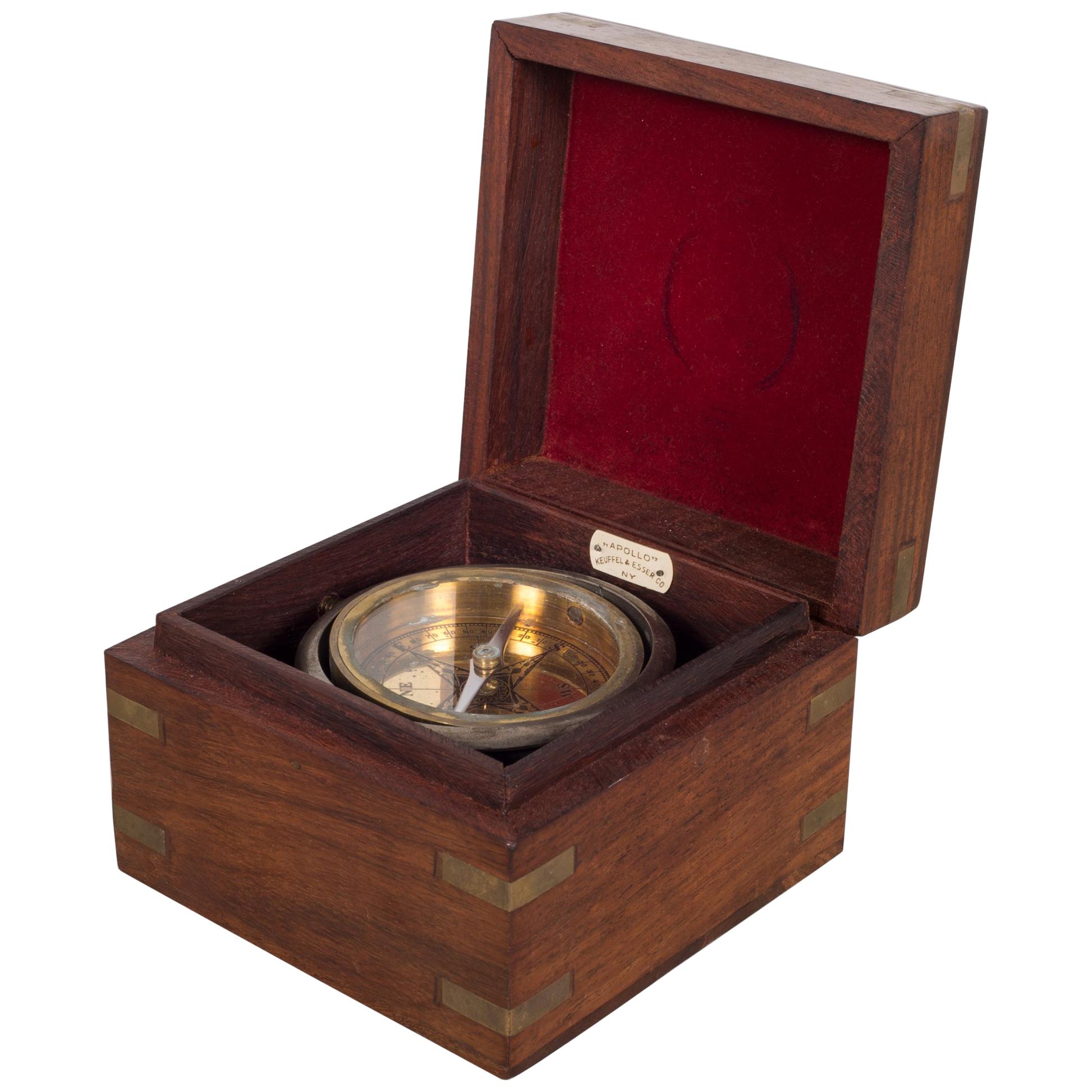 Rosewood Boxed Gimbaled Compass, circa 1940-1950 For Sale at 1stDibs