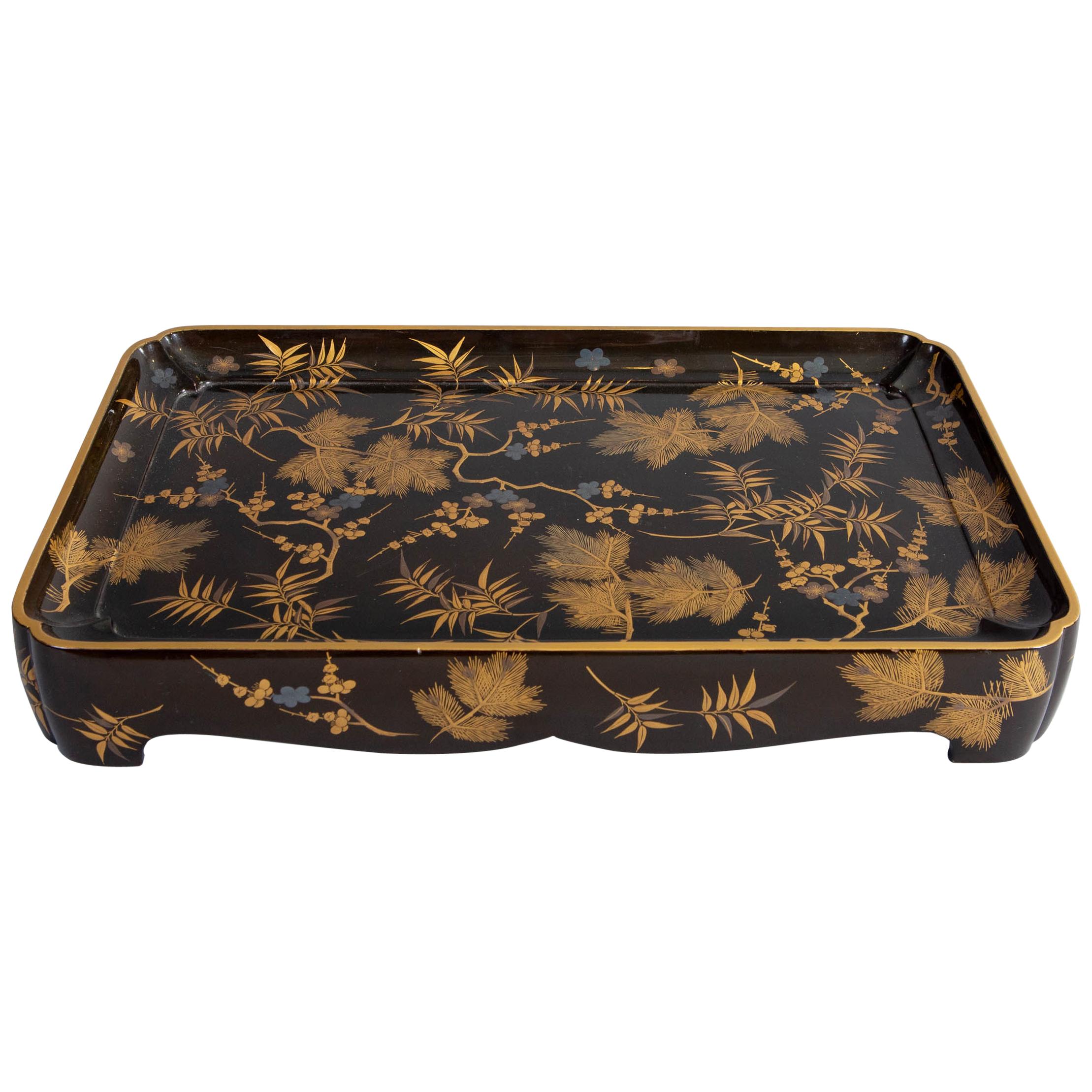 Japanese 18th Century Lacquer Tray with Original Storage Box at 1stDibs