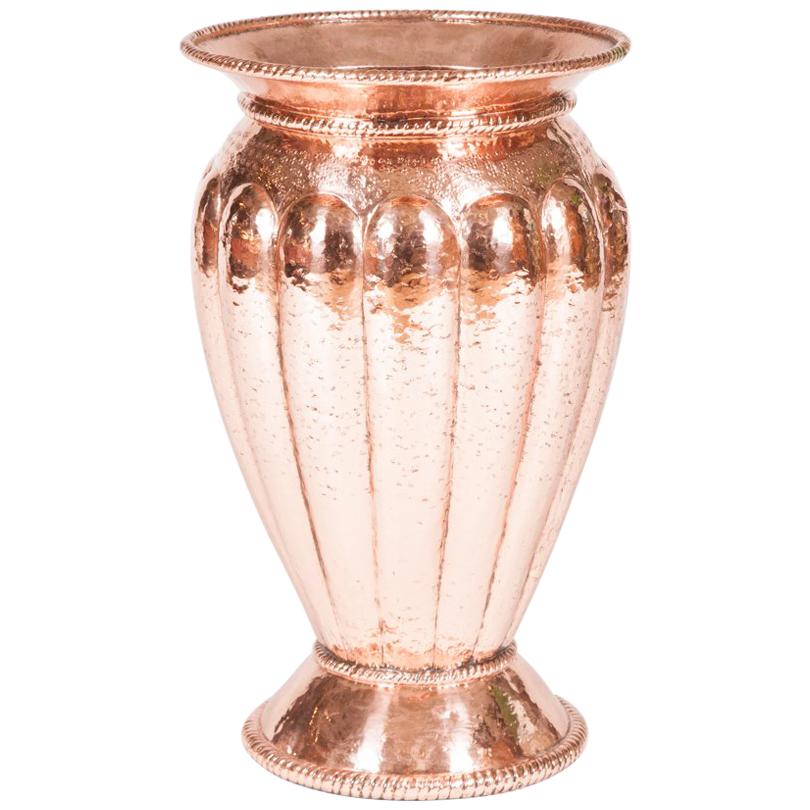 Antique Copper Barrel Vase by Robert Kuo, Hand Repoussé, Limited ...