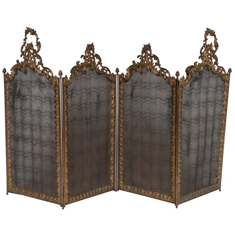 4 Fold Vintage Fire screen - Spark Guard at 1stDibs | fire spark guard