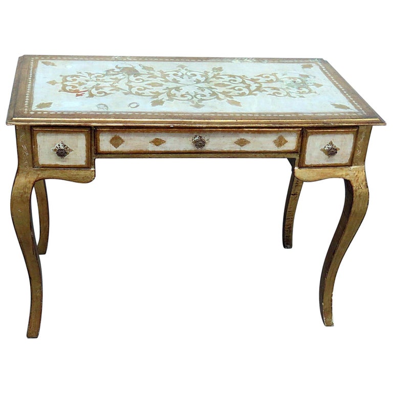 Vintage Florentine Distressed Painted Writing Desk For Sale at 1stDibs ...