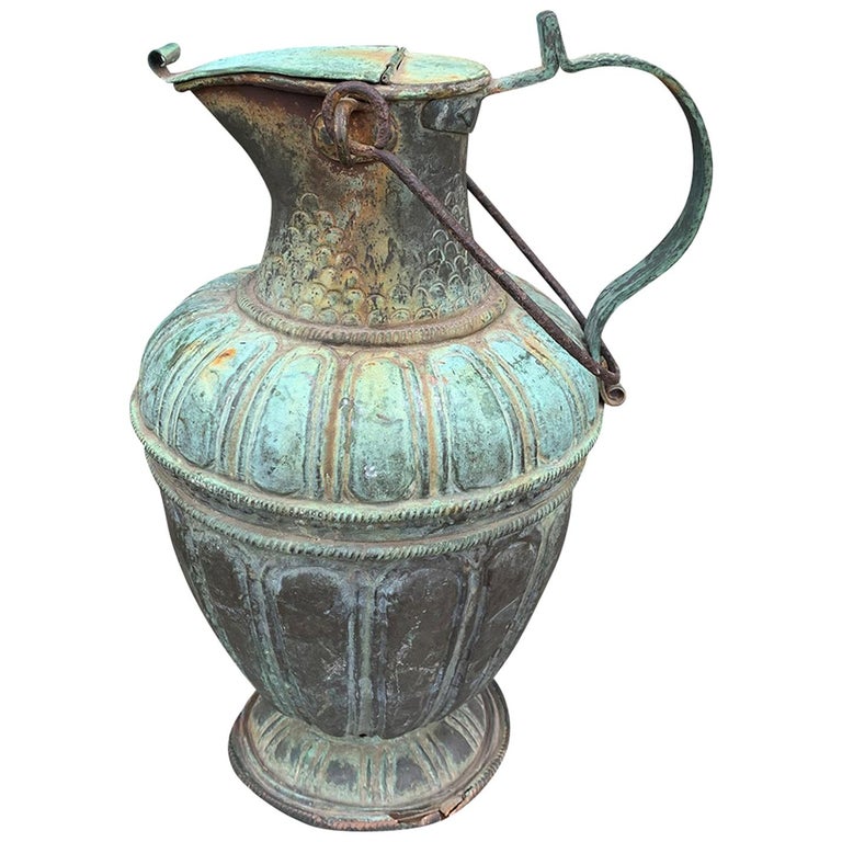 16th-17th Century Italian Renaissance Copper Verdigris Ewer at 1stDibs