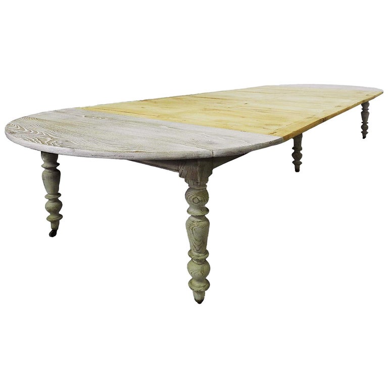 19th Century Drop-Leaf Extending Dining Table French Limed Oak, circa ...