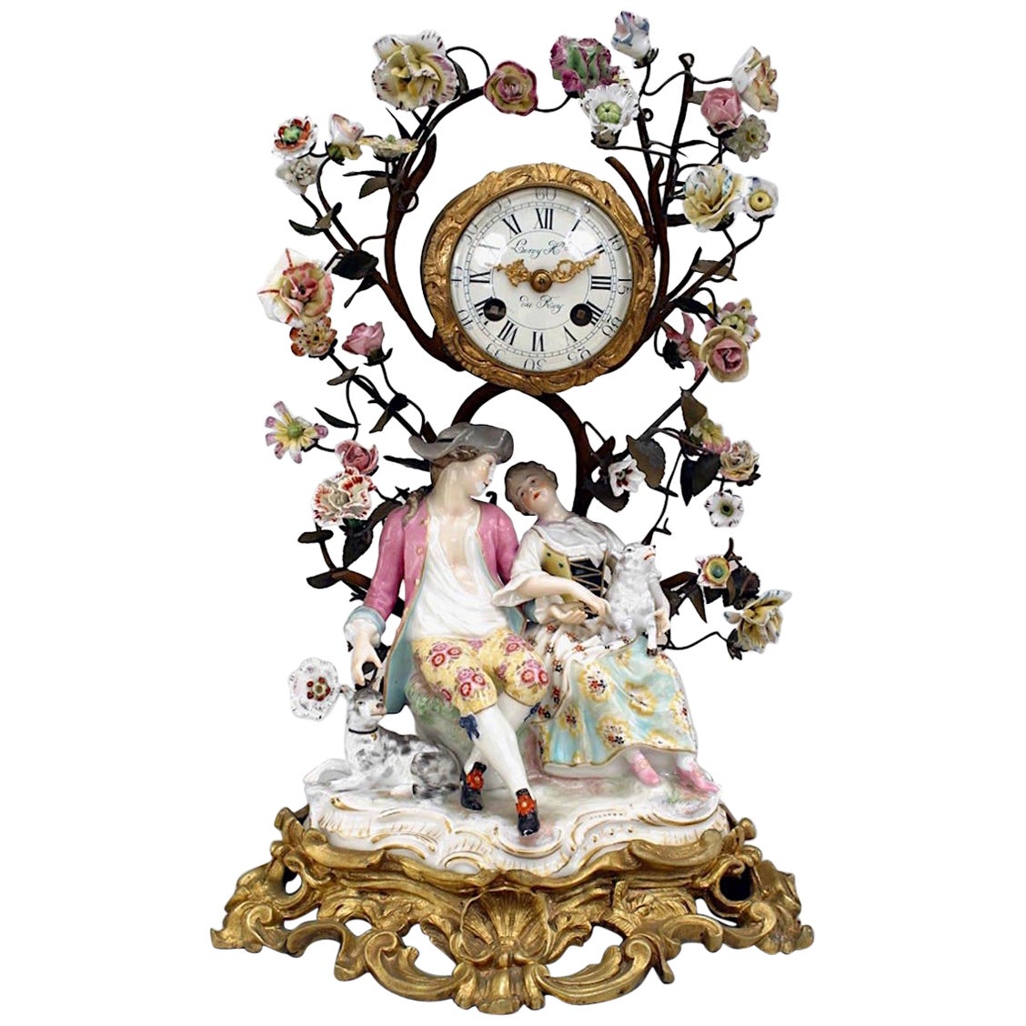 Large Antique French Meissen Style Porcelain Clock Music, circa 1880 at ...