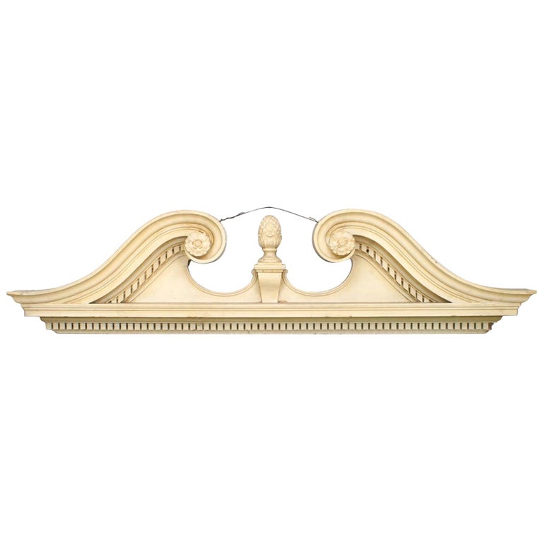 Pair of English Georgian White Pediment Cornices For Sale at 1stDibs