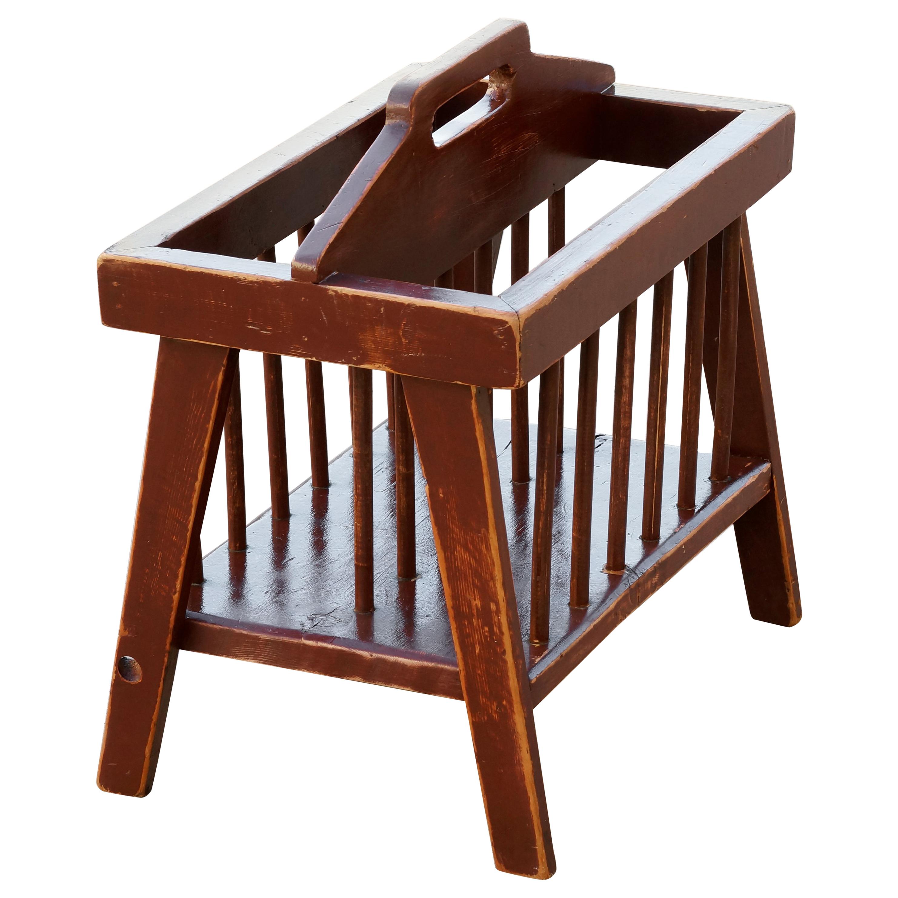 Vintage Country Wood Magazine Rack with Spindles at 1stDibs