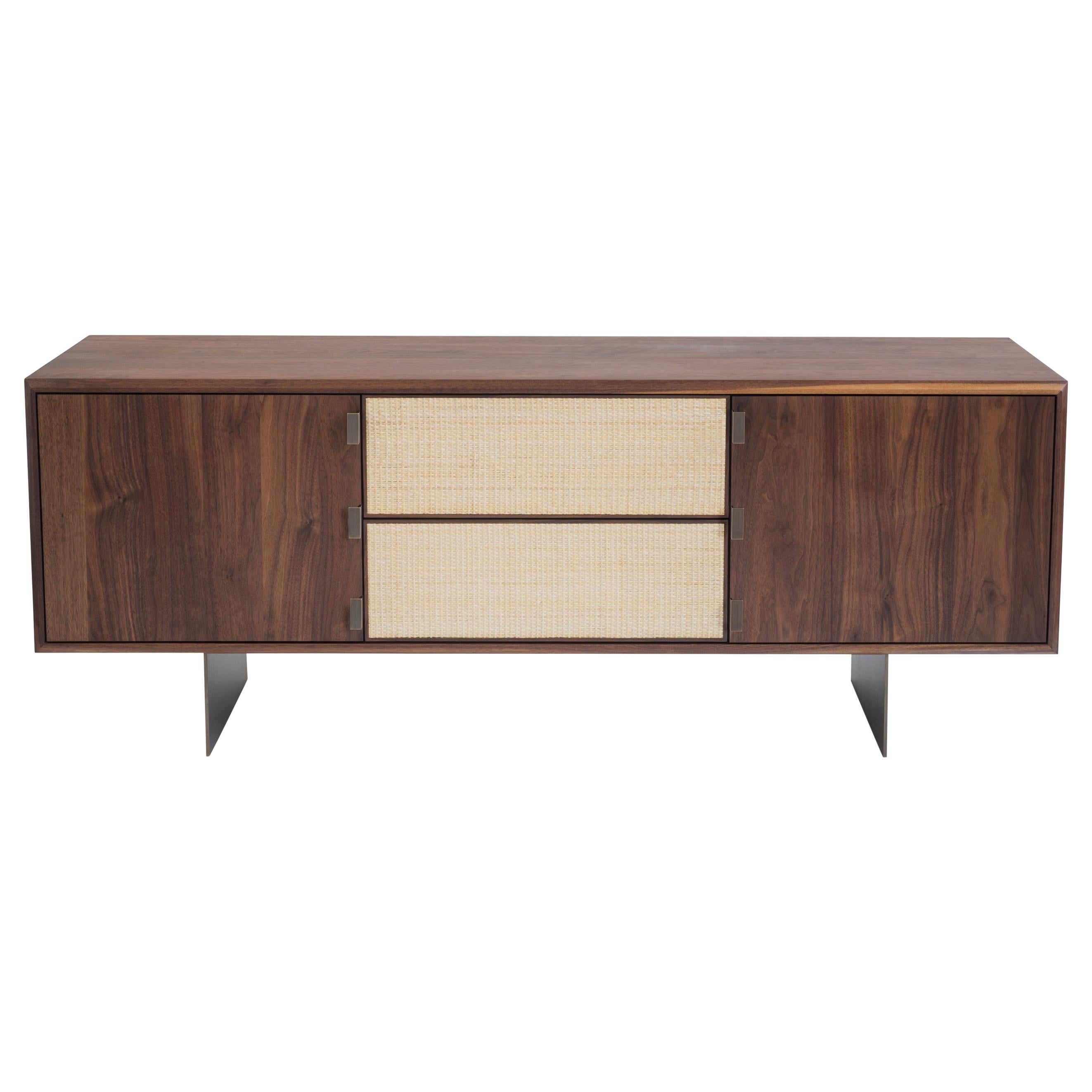 Handcrafted solid wood Augusto Credenza with rattan and bronze by ...