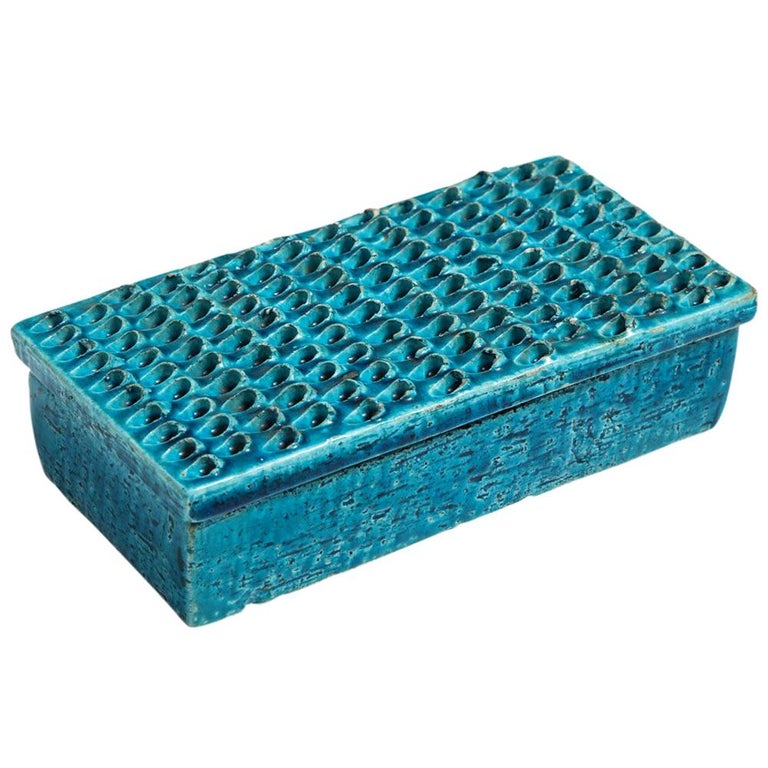 Bitossi Box Ceramic Blue Signed at 1stDibs