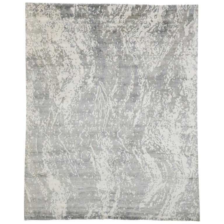 New Contemporary Gray Area Rug with Grunge Art Style For Sale at 1stDibs