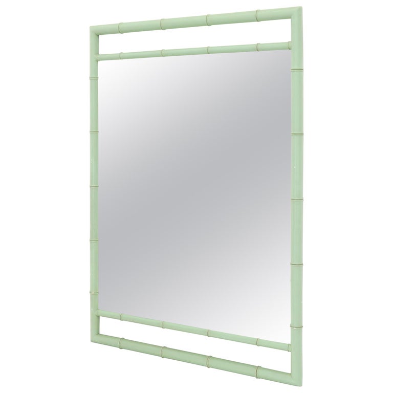 Rectangular Blue Lacquer Faux Bamboo Mirror by Kittinger Mandarin ...