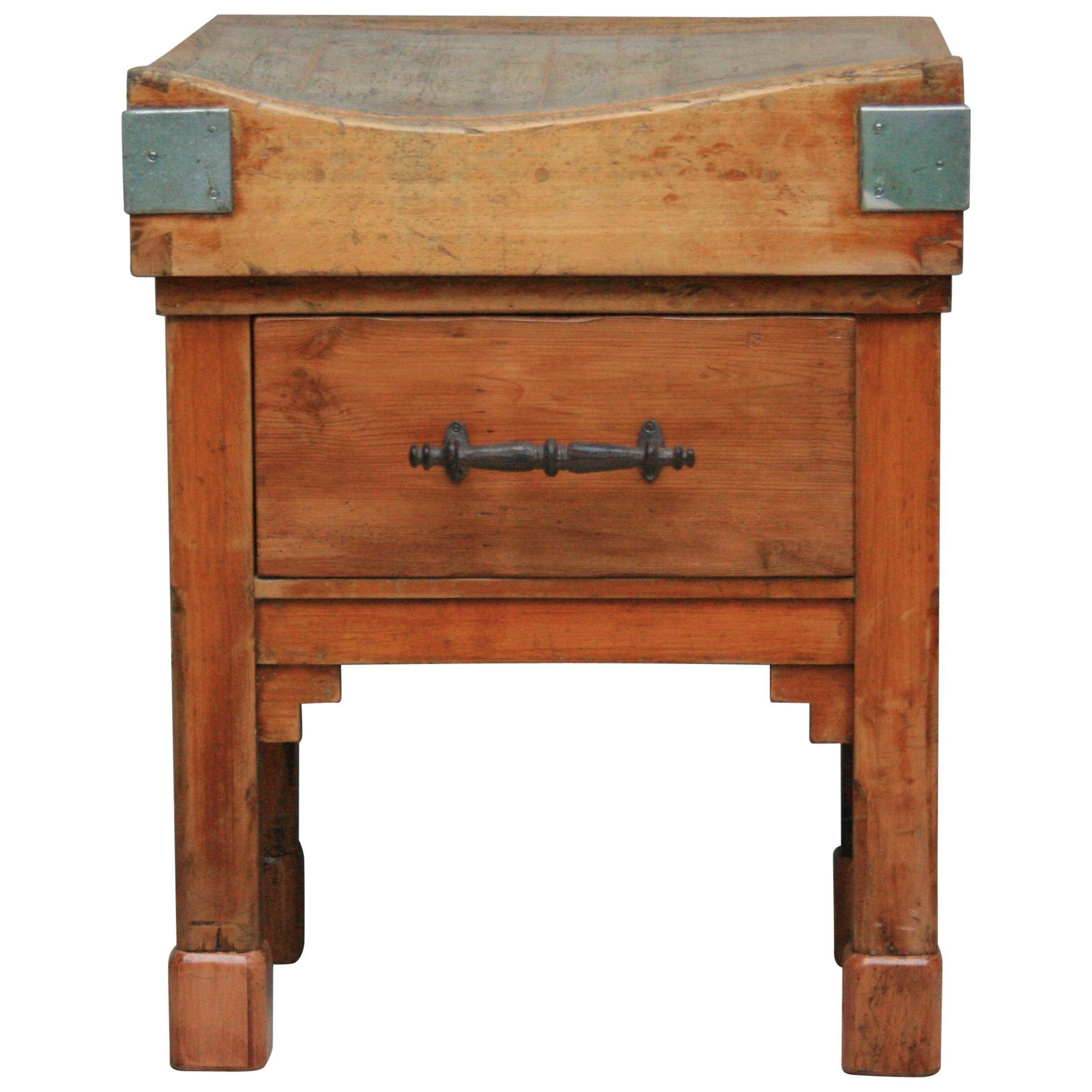 Vintage Small Butcher Block, France, circa 1920 at 1stDibs