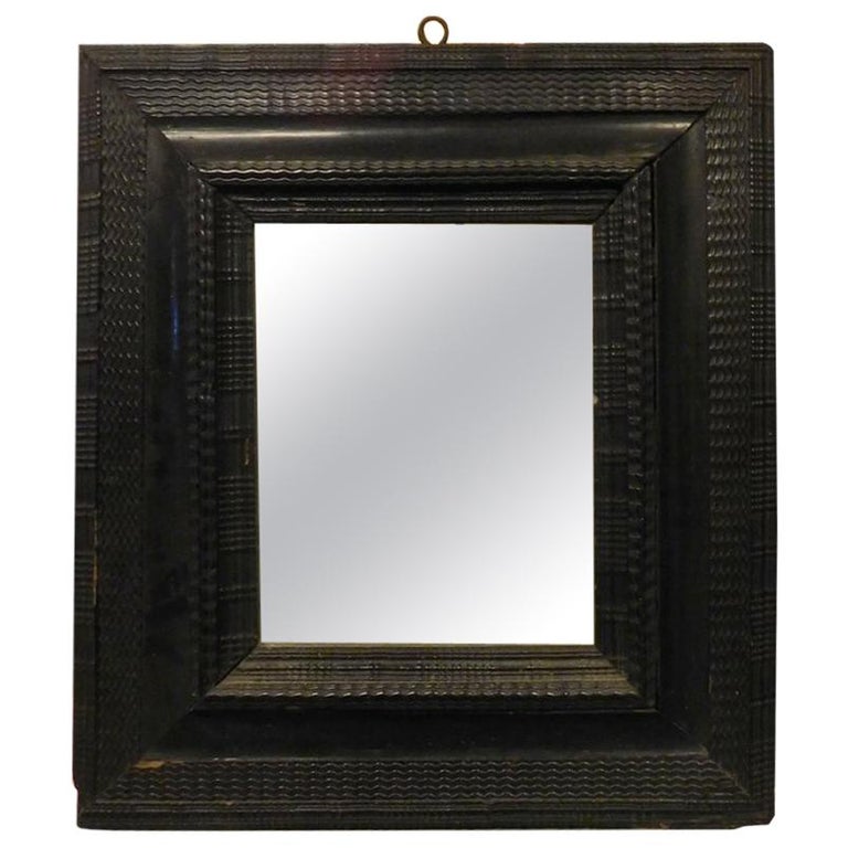 16th Century Very Antique Mirror with Black Lacquered Frame, Epoch ...