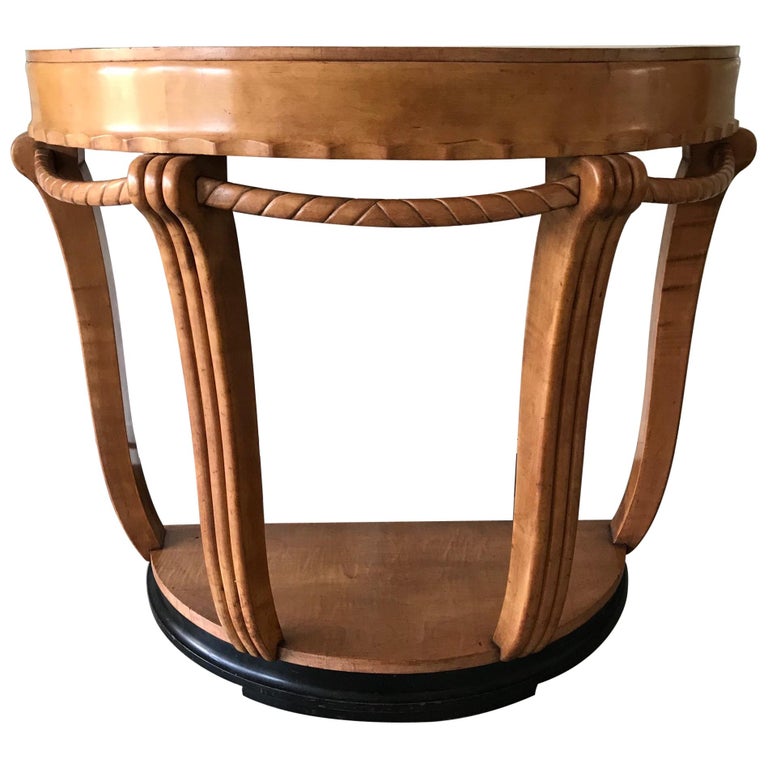 Large and Stylish Semi Circular Art Deco Wall or Side Table of Stained ...
