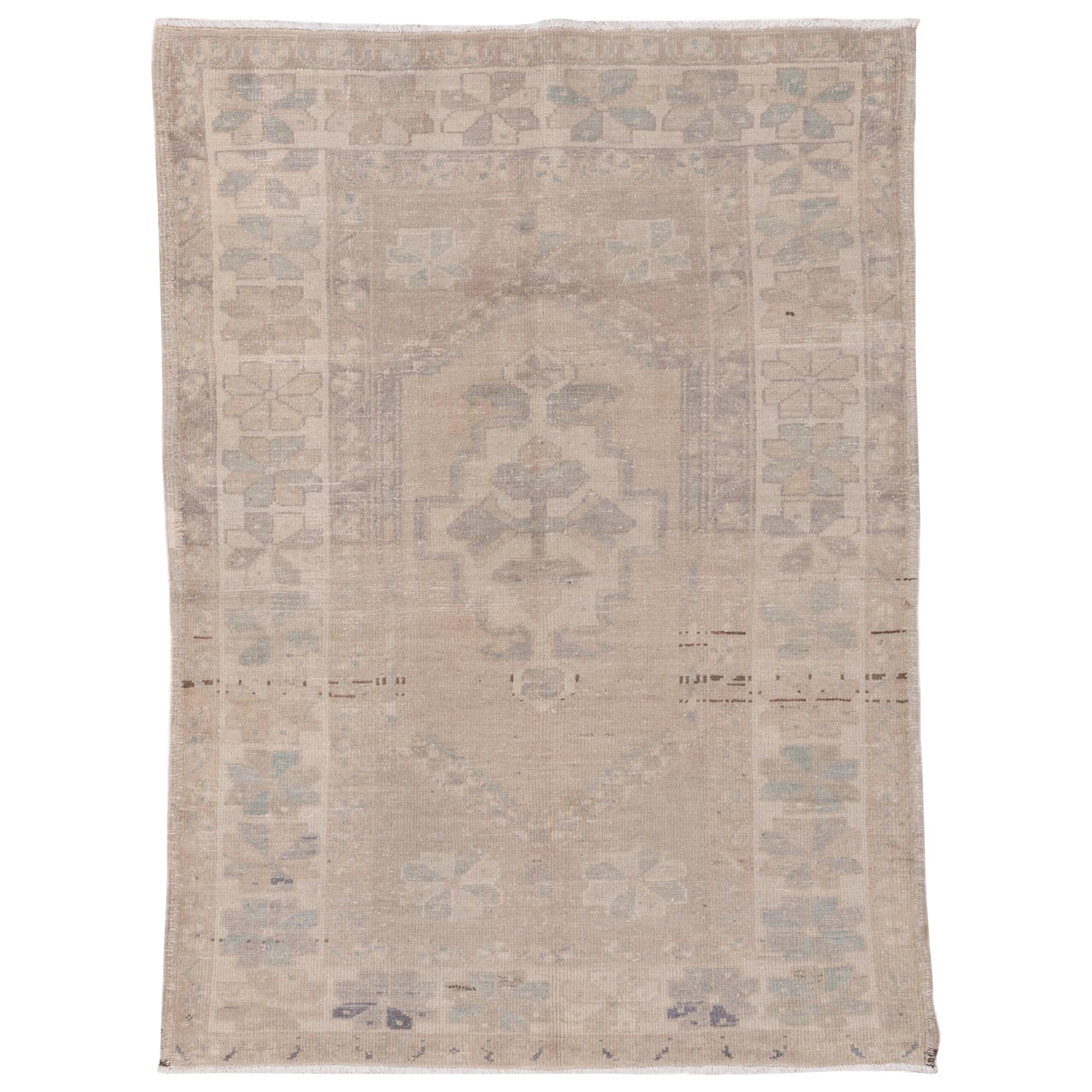 Vintage Turkish Oushak Rug, Soft Colors, circa 1940s at 1stDibs