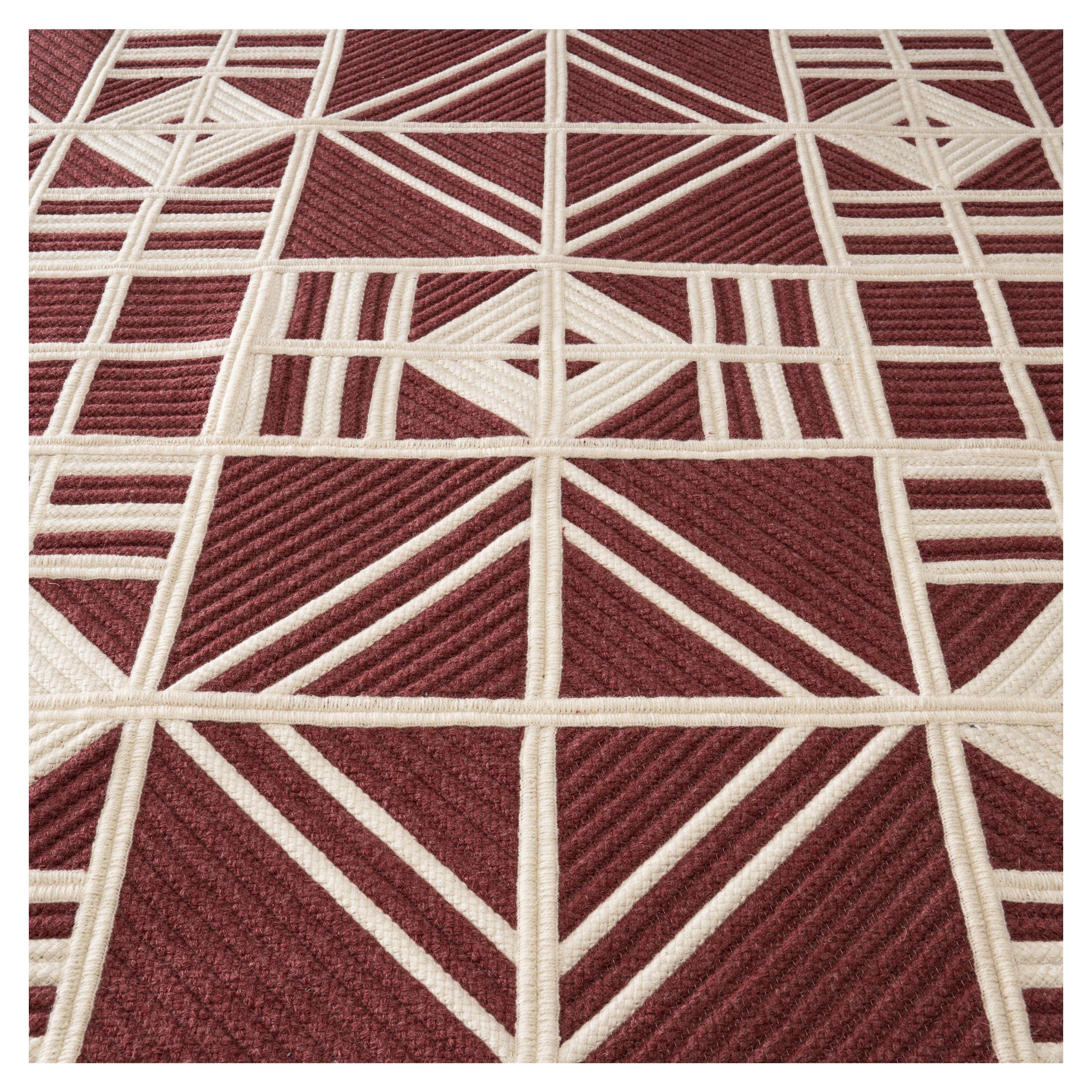 Level Wool Rug in Rust and Cream Custom Made in the USA For Sale at 1stDibs