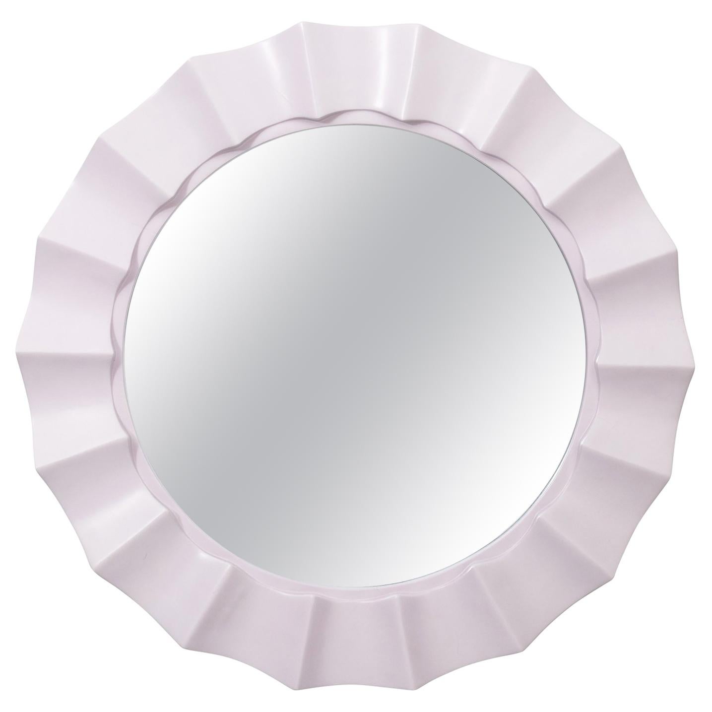 Circular Pink Scalloped Edge Mirror at 1stDibs | pink scallop mirror ...