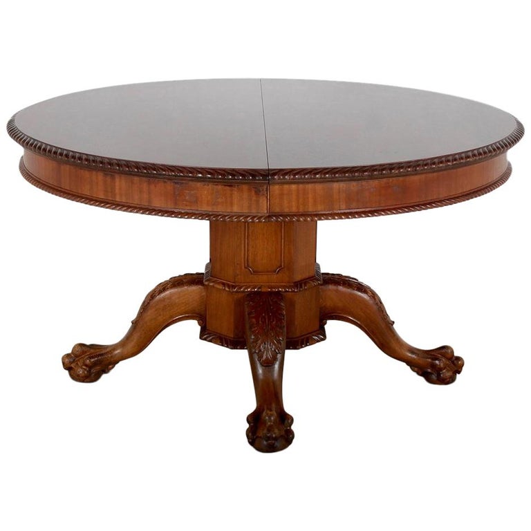 Solid Mahogany Round Chippendale Dining Table at 1stDibs