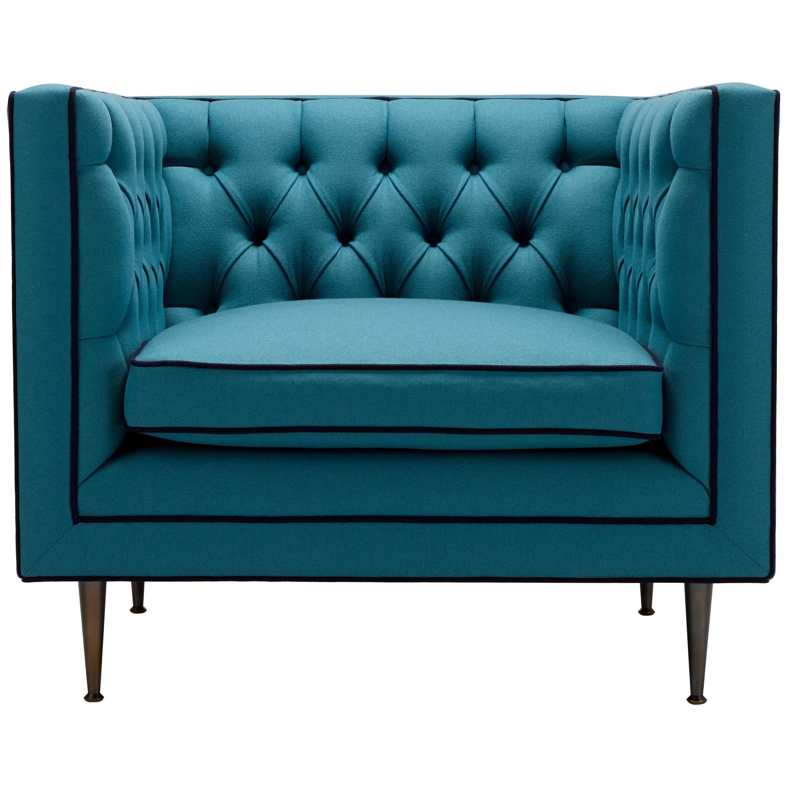 Contemporary Tux Chair Special Edition in Navy Melton Wool with Legs in ...