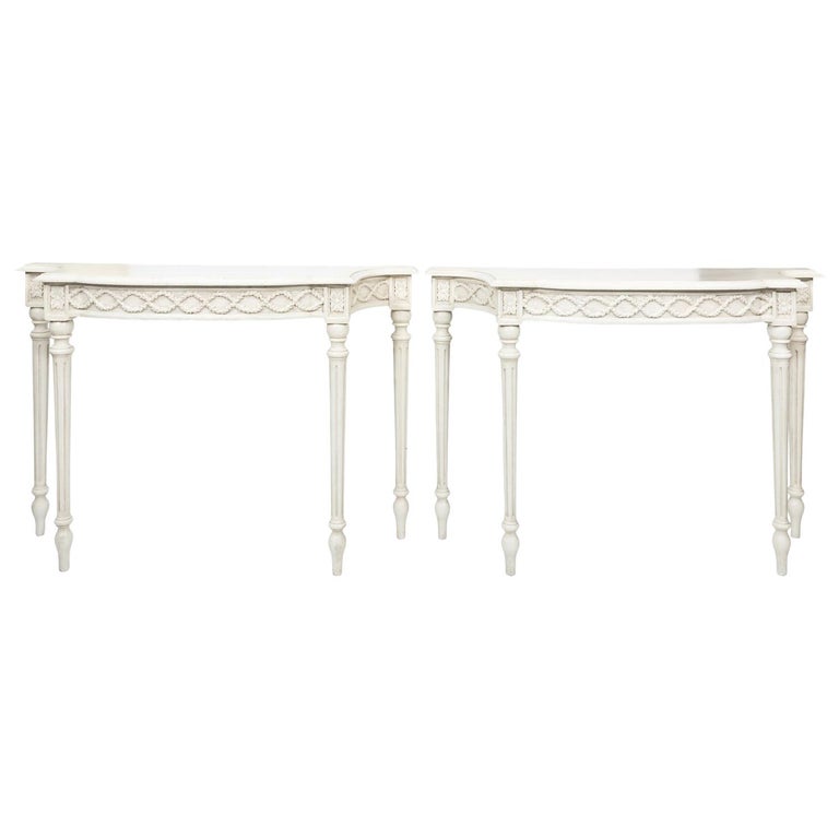 Pair of 20th Century White Neoclassical Consoles at 1stDibs