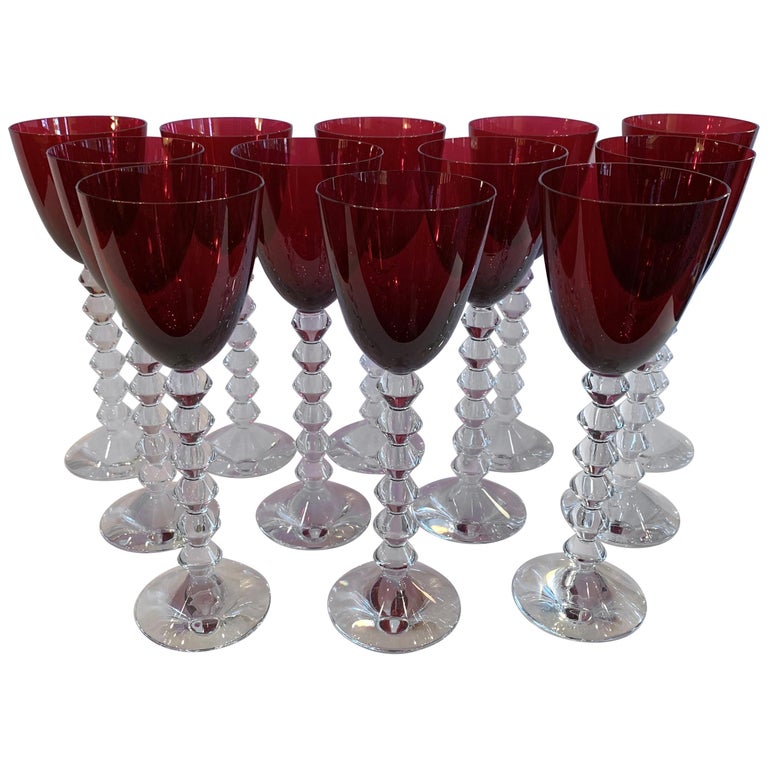 French Service Set of 12 Baccarat VÉGA Wine Ruby Red Rhine Glass ...