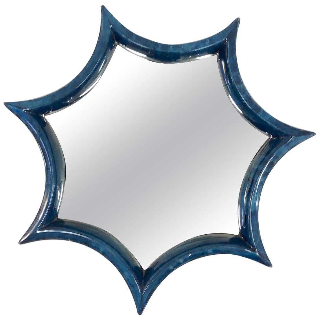 Dark Blue Goatskin Wall Mirror For Sale at 1stDibs