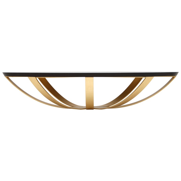 Web - Dinning table with gold leaf base and French oakwood top For Sale ...