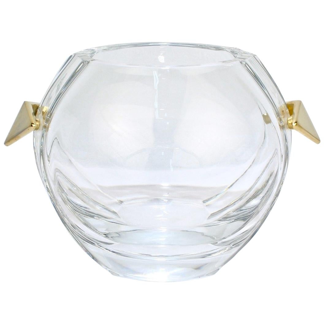 Mini Signed Baccarat Crystal and Brass Butler Ice Bucket or Champagne ...