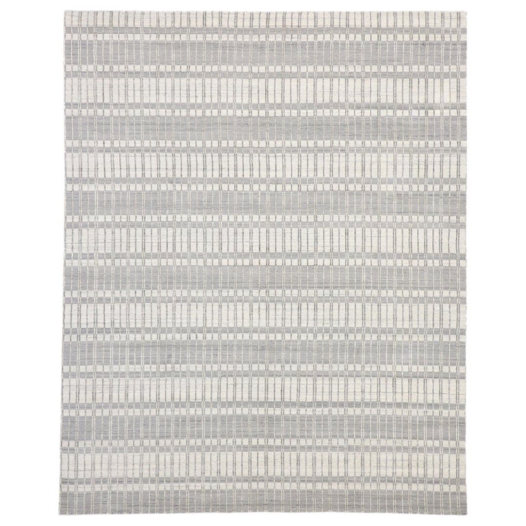 Transitional Gray Area Rug with Scandinavian Modern Swedish Style at ...