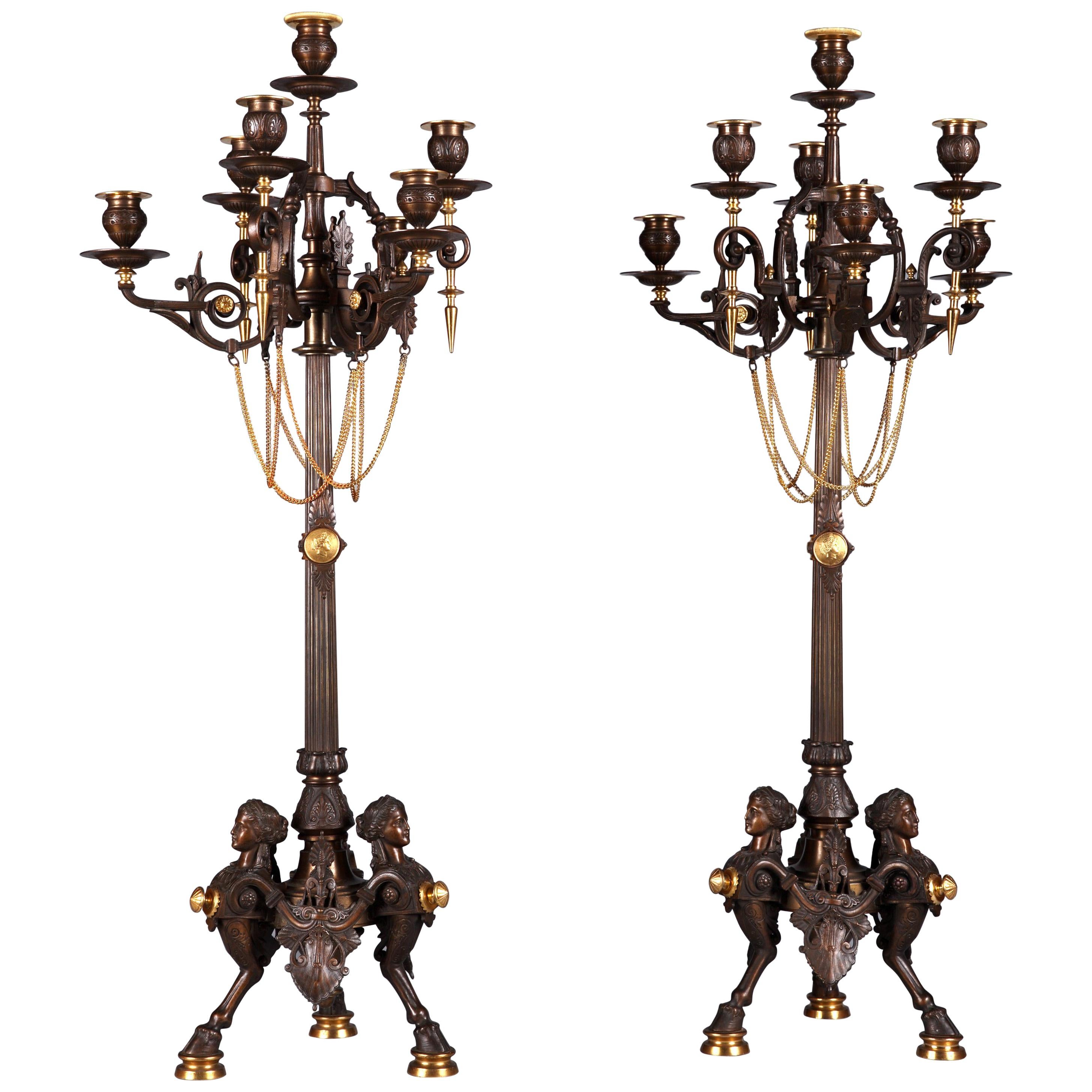 Rare Pair of Neo-Greek Candelabra Attributed to F. Barbedienne at 1stDibs