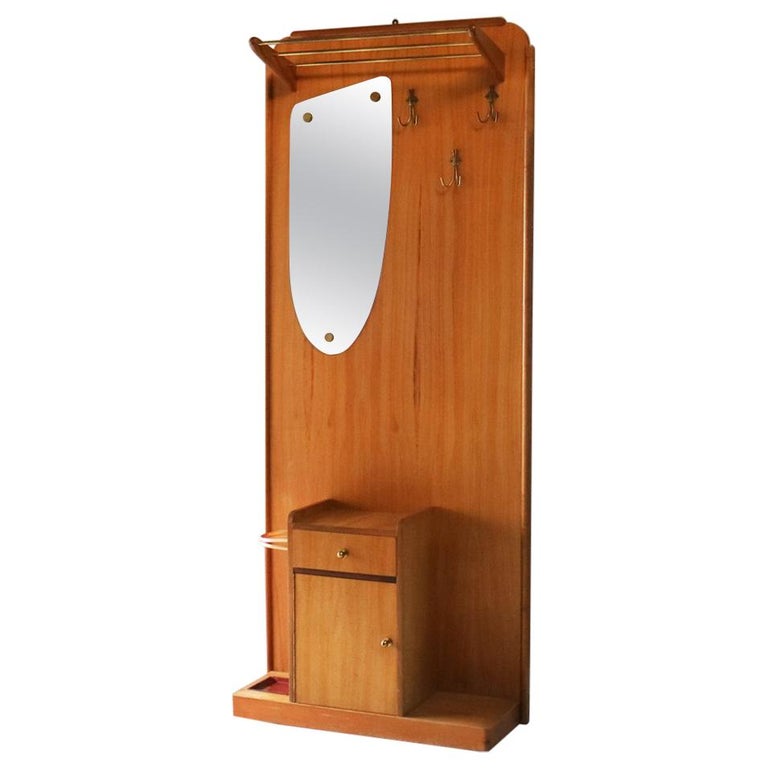1960s Midcentury Teak British Hall Stand with Mirror For Sale at 1stDibs