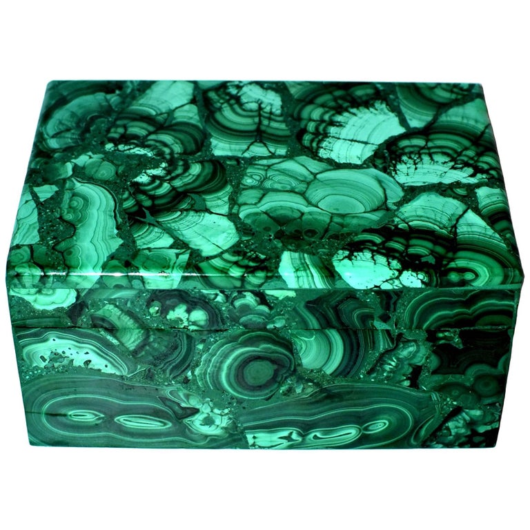 Large Natural Malachite Box, 3 lb, Full Slab Gem Stone Jewelry Box at ...