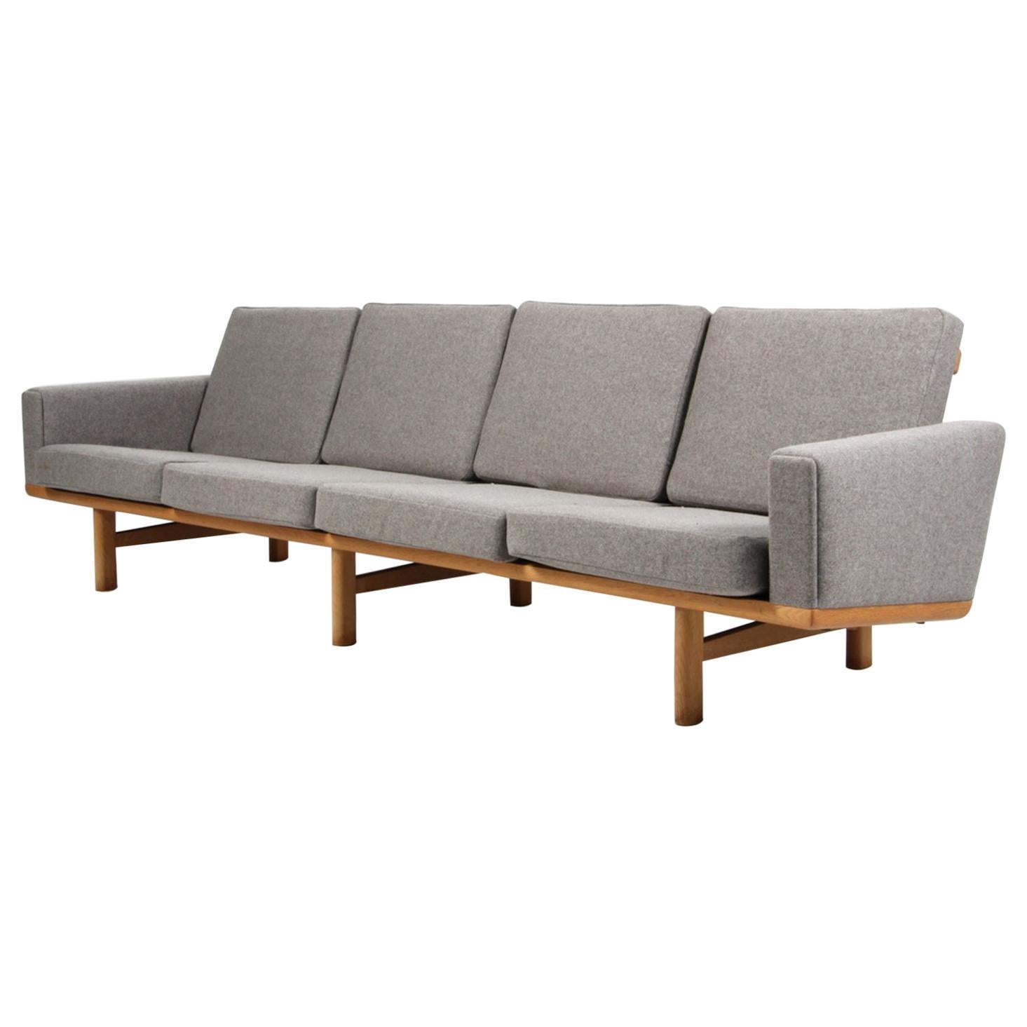 Hans J. Wegner Four-Seat Sofa Model 236/4 Divina Wool and Oak at 1stDibs