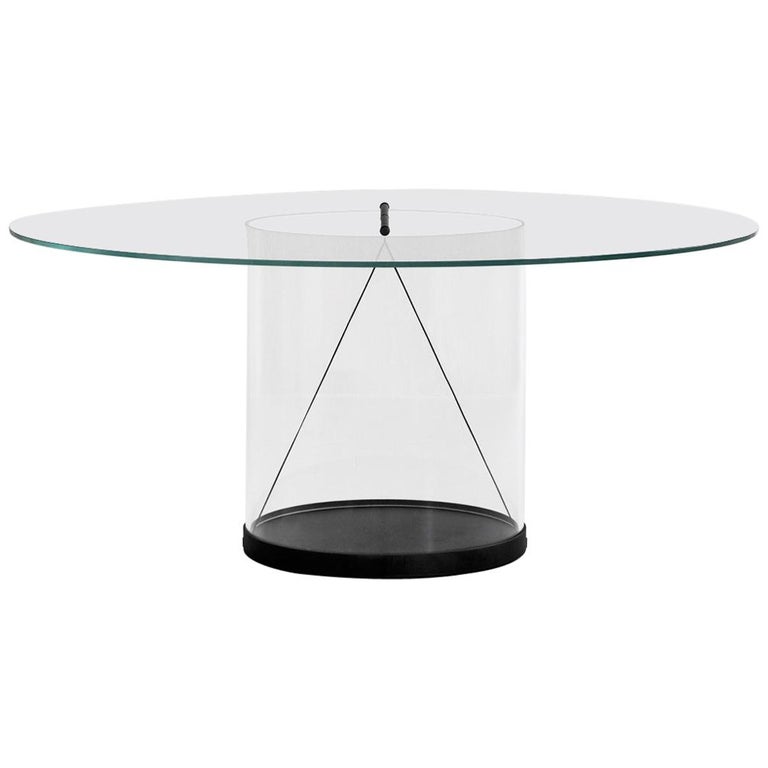 Equilibrium Round Table with Glass Top by Guglielmo Poletti For Sale at ...