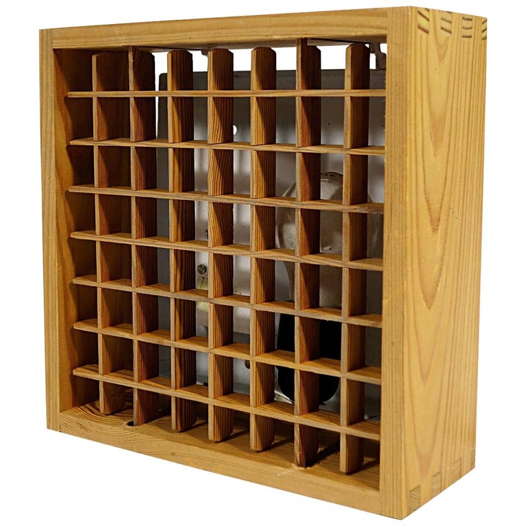 Square Wooden Ceiling Light with Grid Light Diffuser For Sale at 1stDibs