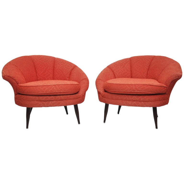 Midcentury Asymmetrical Club Chairs For Sale at 1stDibs
