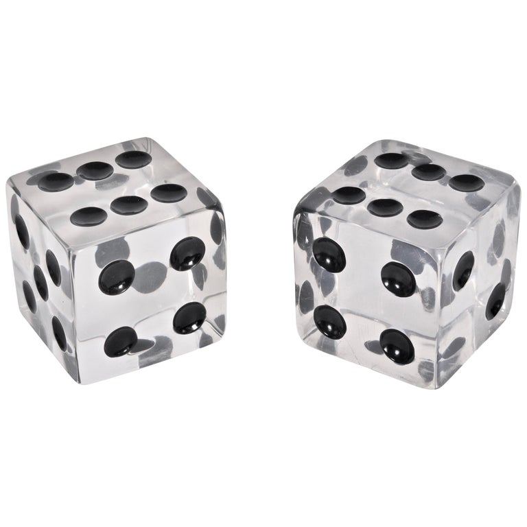 Pair of Charles Hollis Jones Large Clear Lucite Dice Bookends, 1960s at ...