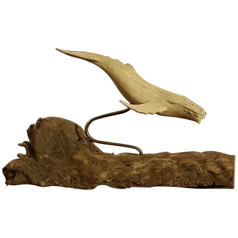 Large Humpback Whale Sculpture on Bog Yew Log For Sale at 1stDibs ...