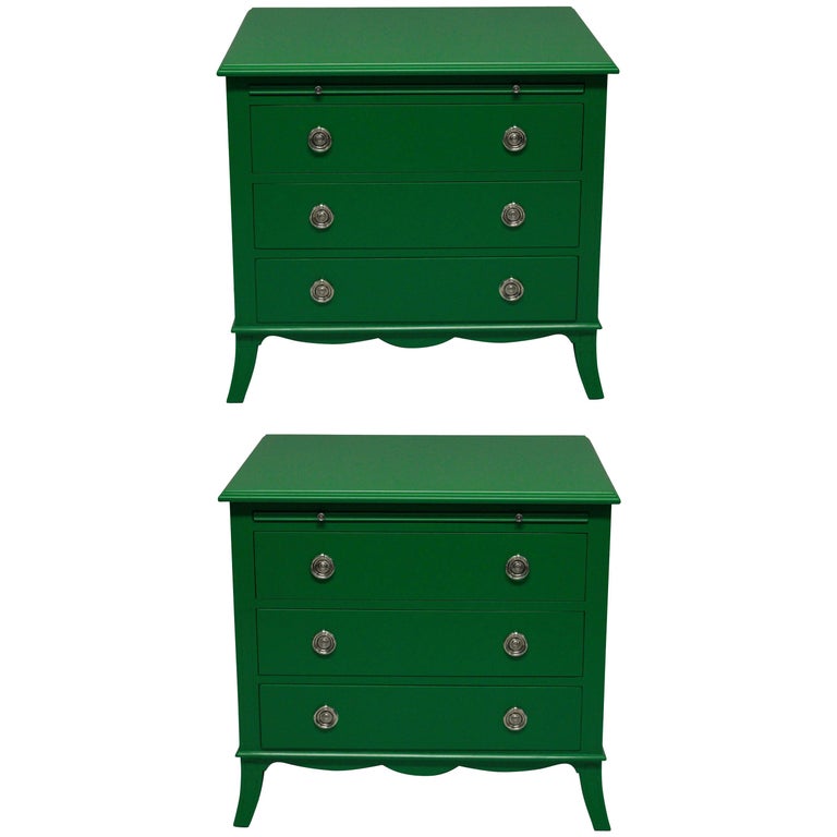 Pair of Green Lacquered Chests at 1stDibs