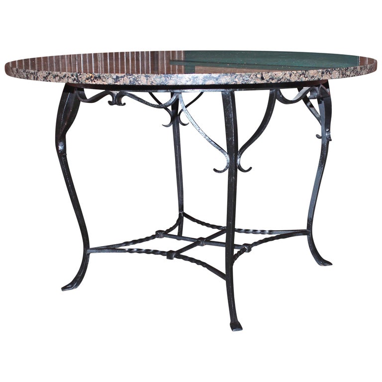 Granite Top Round Dining Table For Sale at 1stDibs