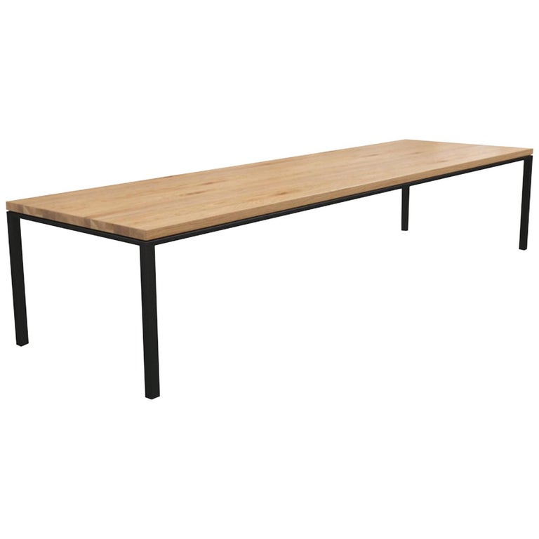 Custom "Workshop" Conference Table with a Solid Wood Top and Metal Base ...