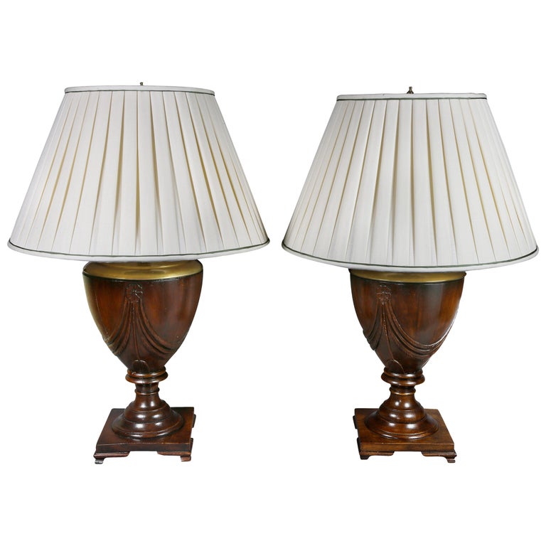 Pair of Georgian Style Mahogany Table Lamps For Sale at 1stDibs