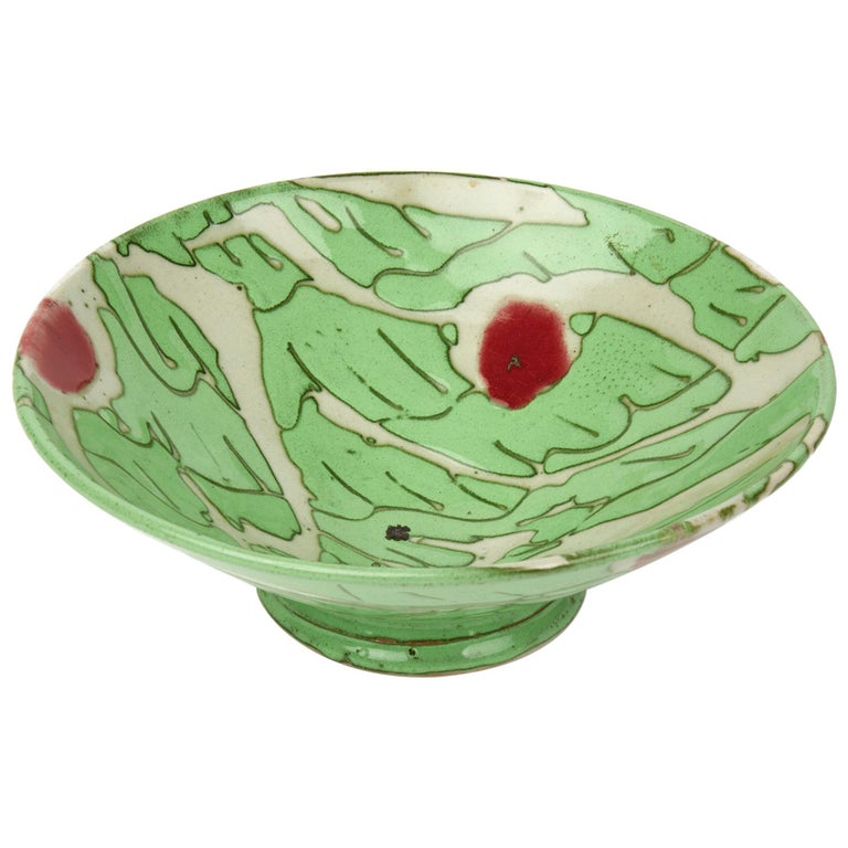 Clive Davis Green Studio Pottery Abstract Colored Bowl at 1stDibs