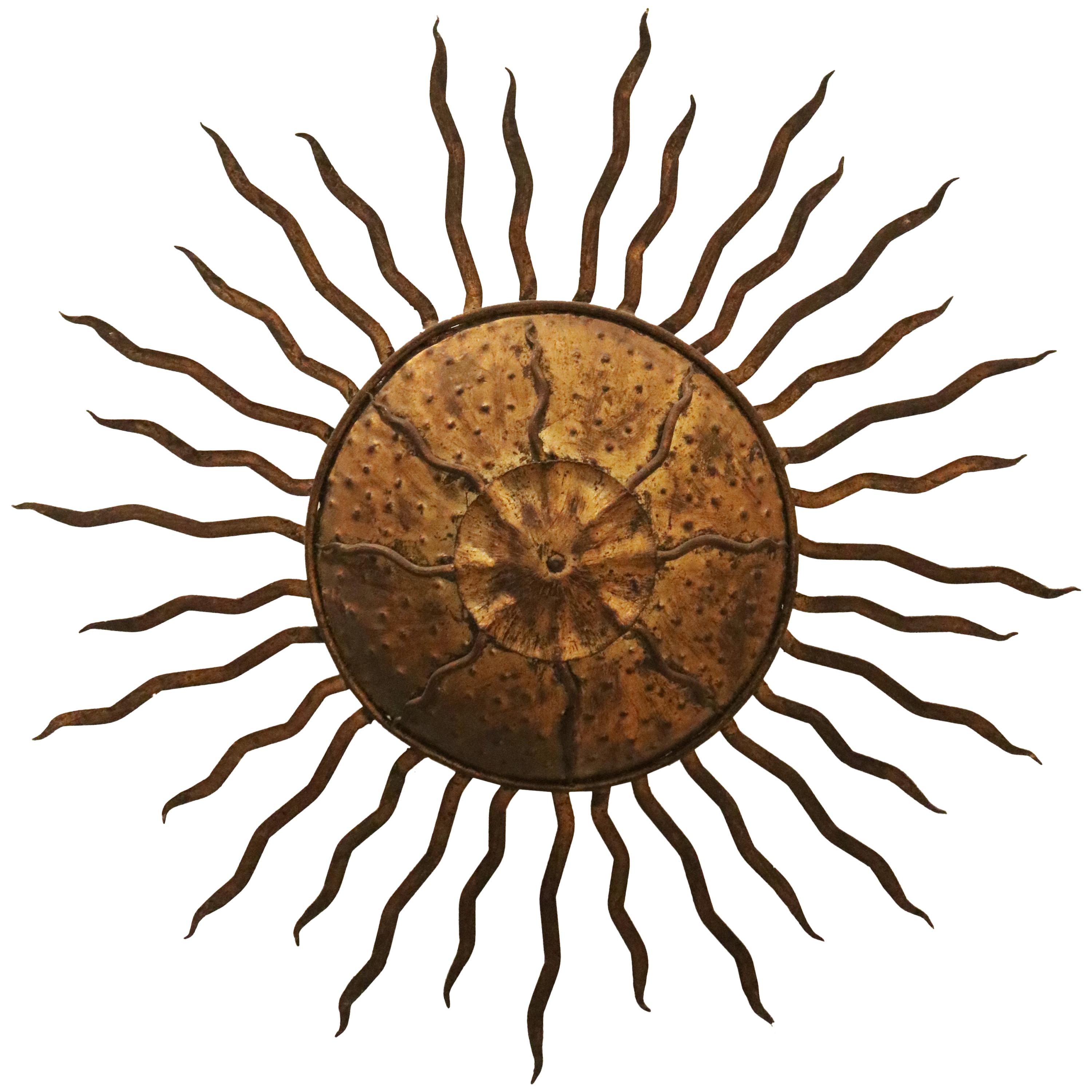 1950s French Wrought Iron Golden Sun with Rays at 1stDibs