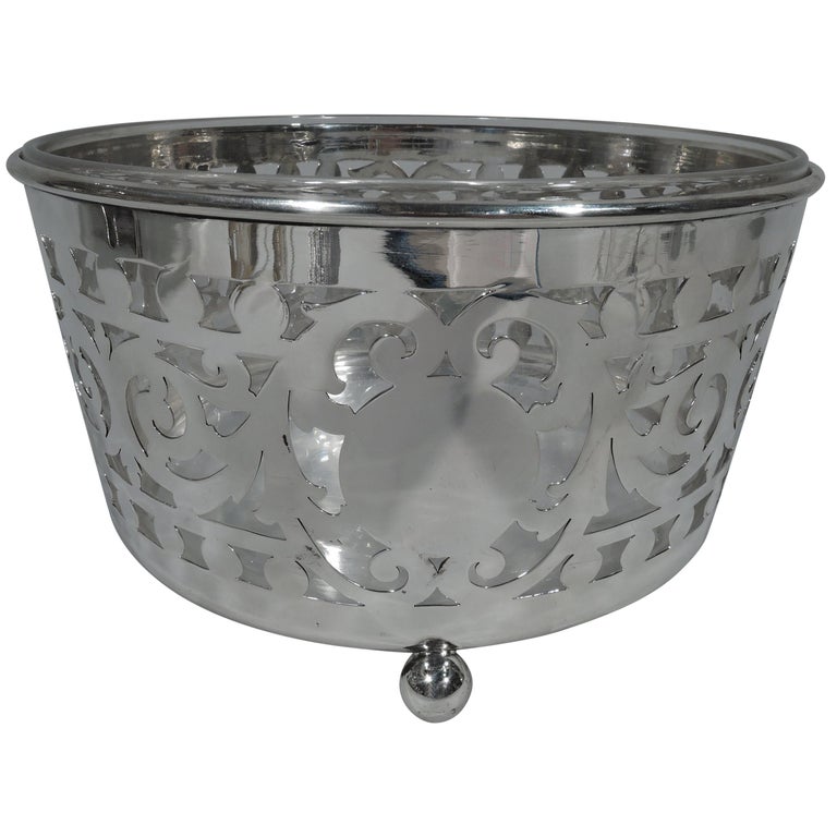 Large Antique Gorham Edwardian Pierced Sterling Silver Ice Bucket For ...