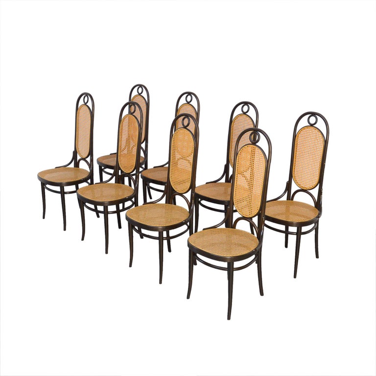 Set of 8 Bentwood Dining Chairs, Thonet Mod. 207R - Long John at ...