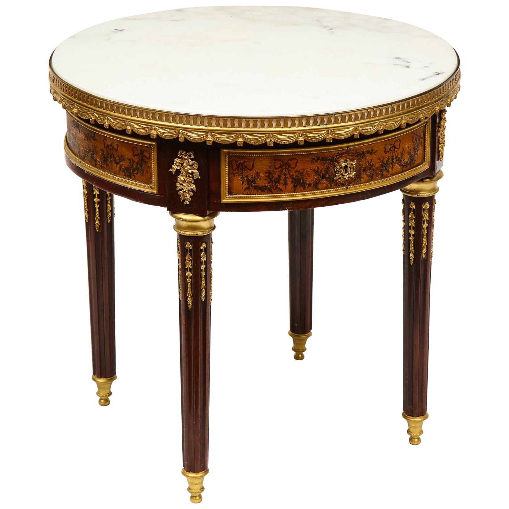 French Ormolu and Vernis Martin Low Table Gueridon with Marble Top ...